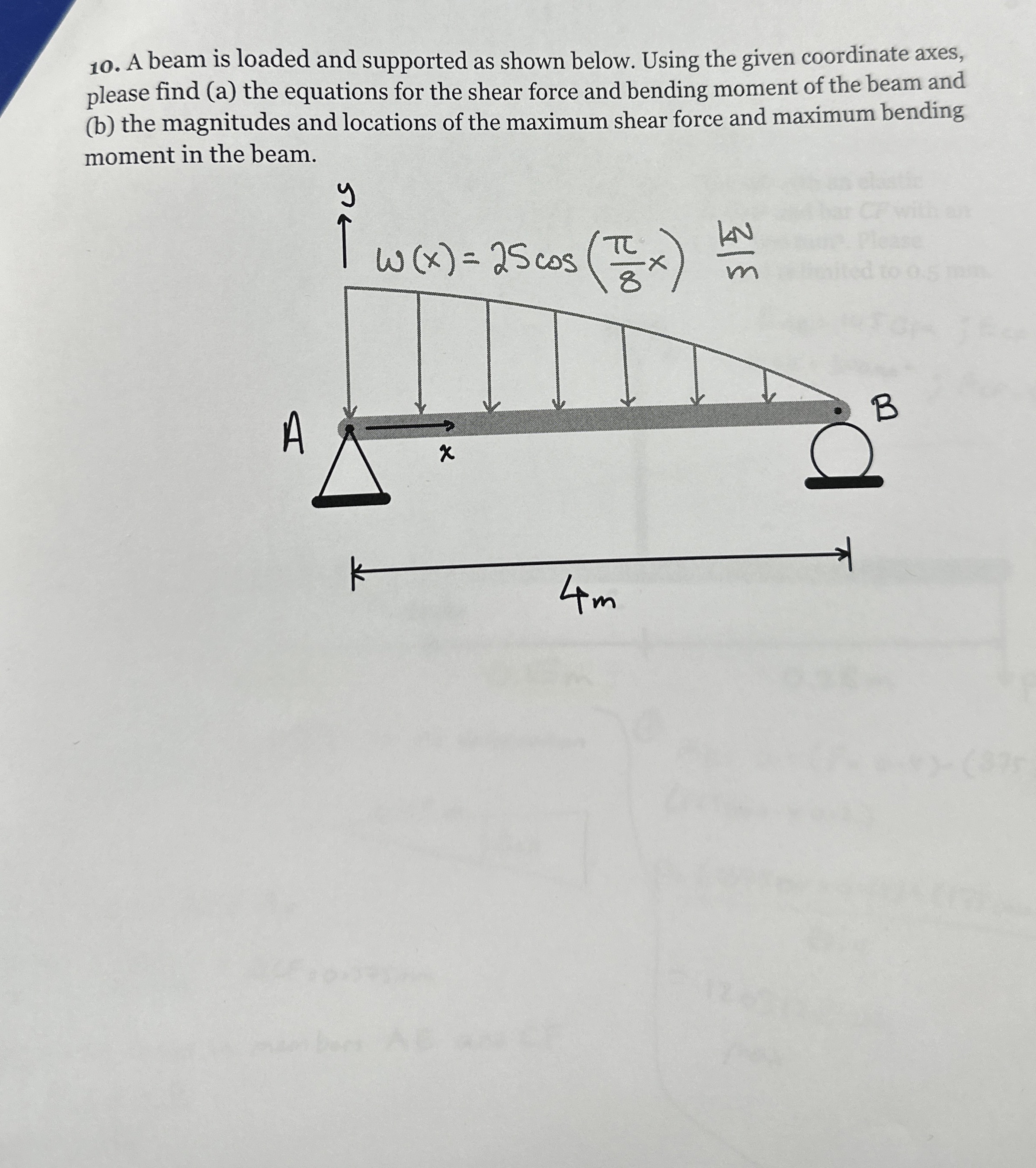 [SOLVED] A beam is loaded and supported as shown below. Using the | SolutionInn