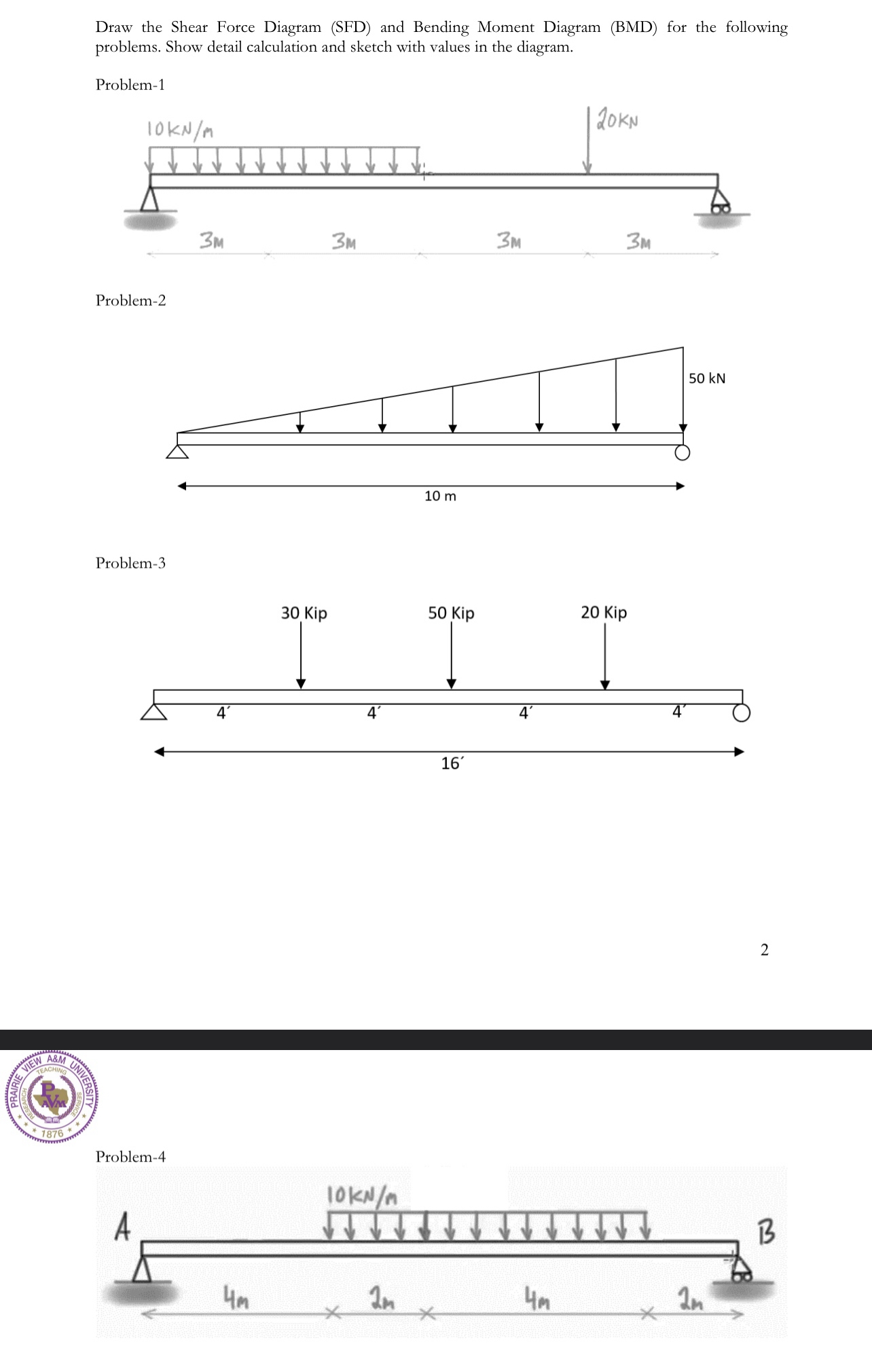 [SOLVED] Draw the Shear Force Diagram ( SFD ) and Bending Moment | SolutionInn