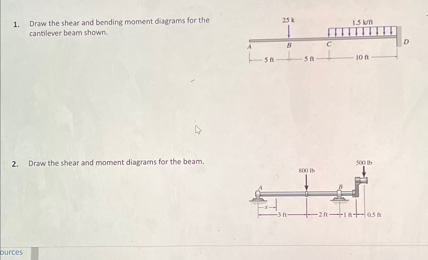 [SOLVED] Draw the shear and bending moment diagrams for the cantilever beam | SolutionInn