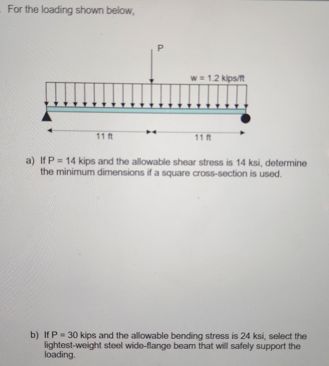 [Solved] For the loading shown below, a ) If P = 1 | SolutionInn