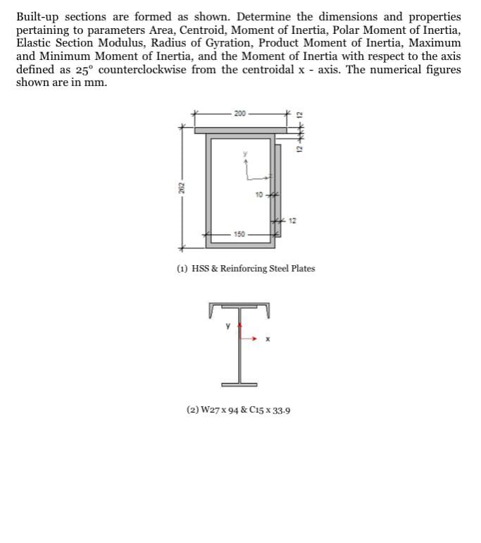 [SOLVED] Built - up sections are formed as shown. Determine the dimensions | SolutionInn