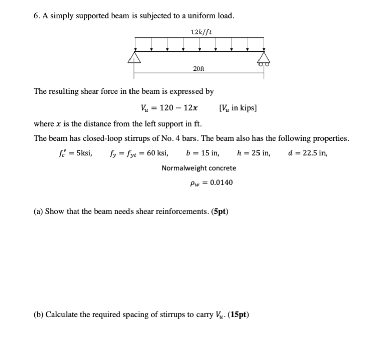 [SOLVED] A simply supported beam is subjected to a uniform load. The | SolutionInn
