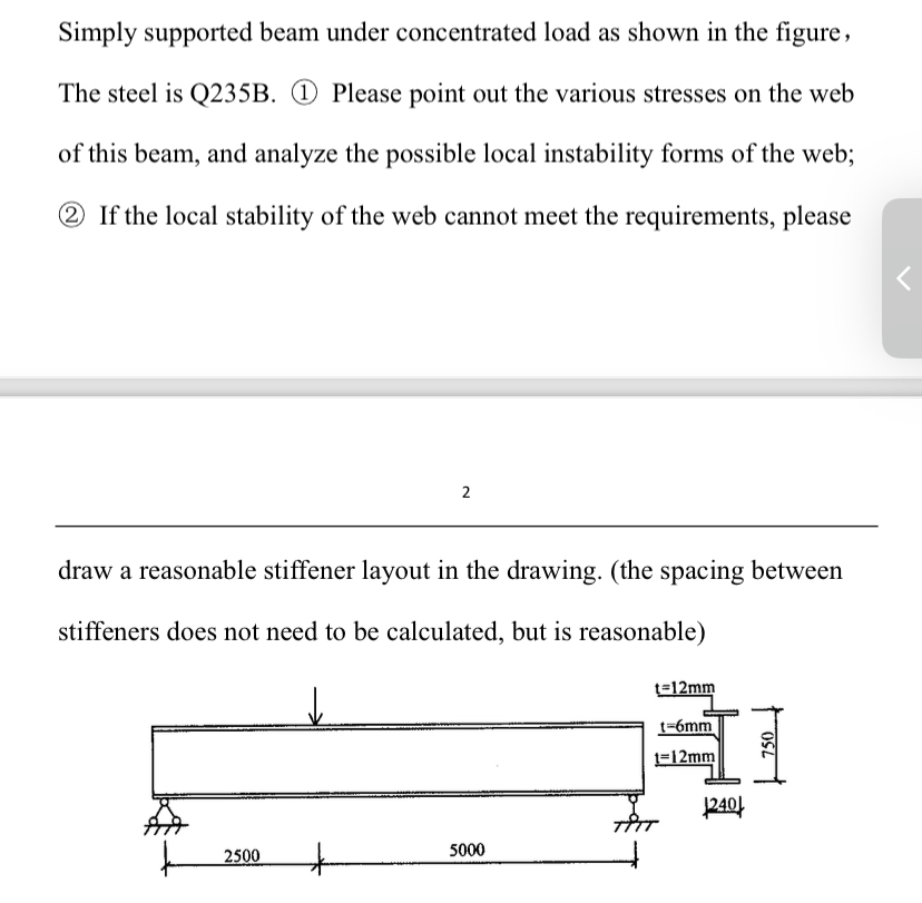 [SOLVED] Simply supported beam under concentrated load as shown in the figure, | SolutionInn