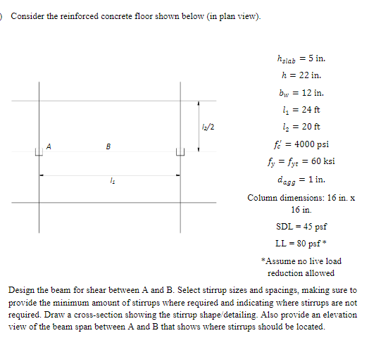 [SOLVED] Consider the reinforced concrete floor shown below ( in plan ...