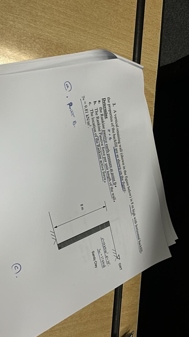 [SOLVED] A vertical retaining wall ( shown in the figure below ) | SolutionInn