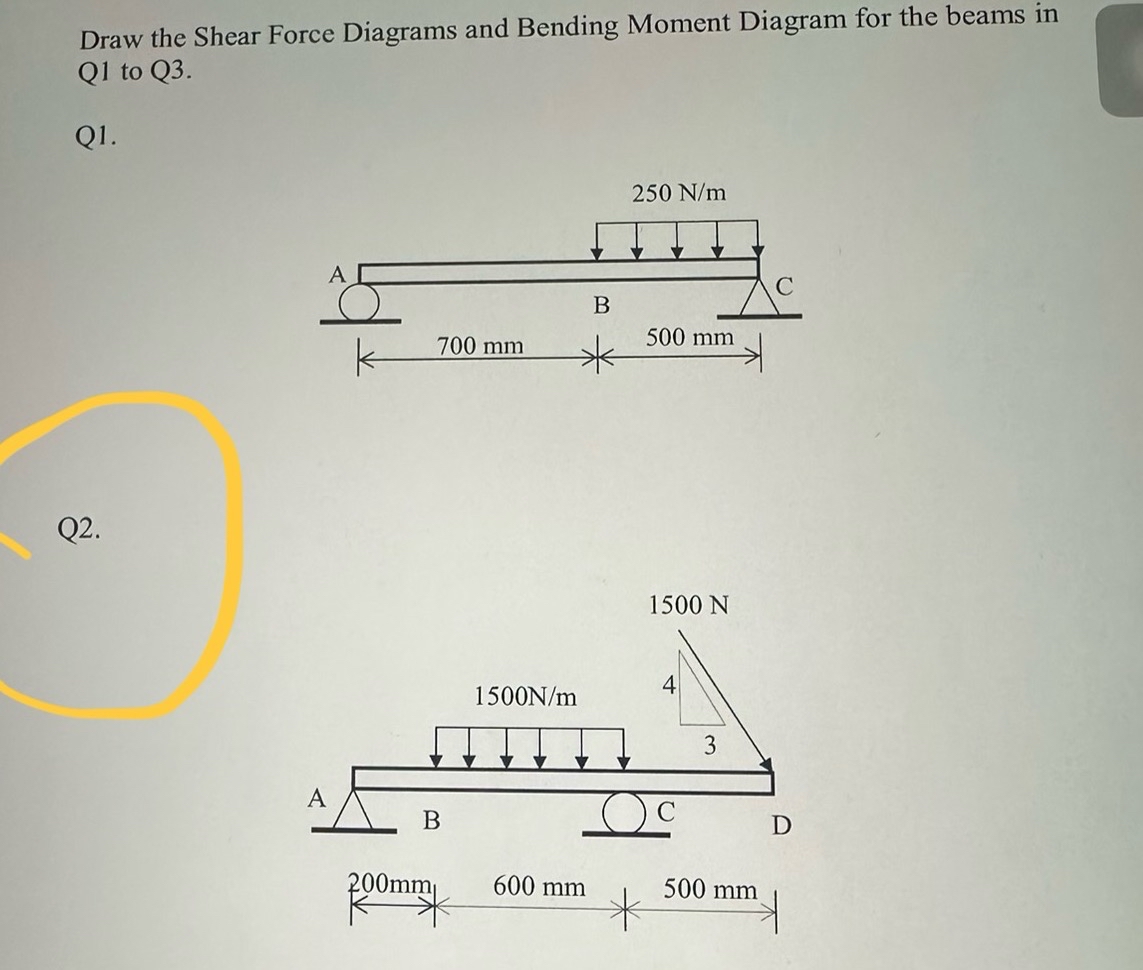 [SOLVED] Draw the Shear Force Diagrams and Bending Moment Diagram for the | SolutionInn