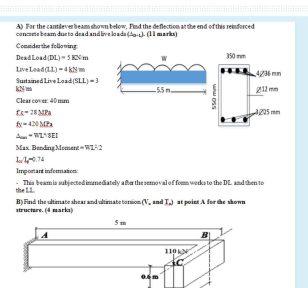 [SOLVED] For the cantilever beam and loading shown, determine the deflection at | SolutionInn
