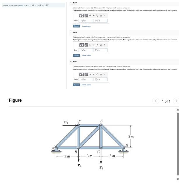 [SOLVED] Consider the truss shown in ( Figure 1 ) . Set | SolutionInn