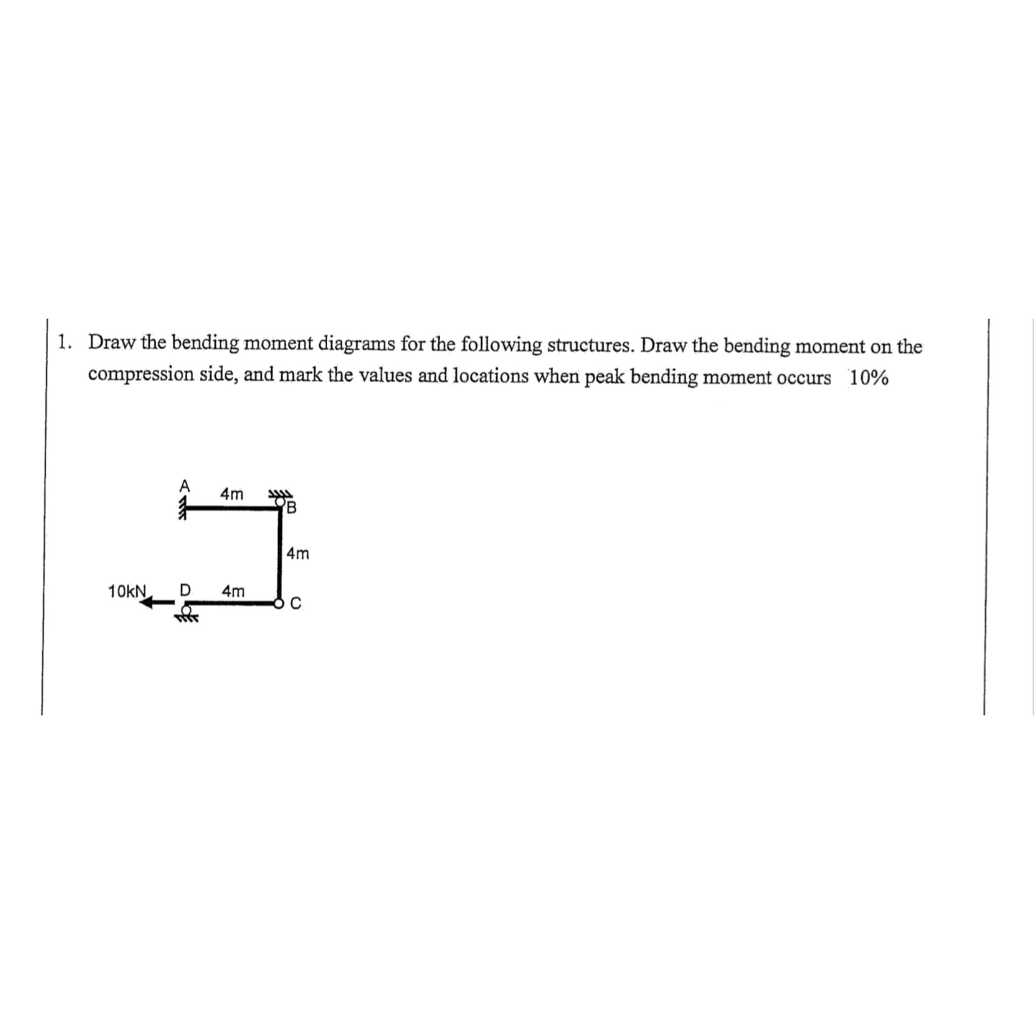 [SOLVED] Draw the bending moment diagrams for the following structures. Draw the | SolutionInn