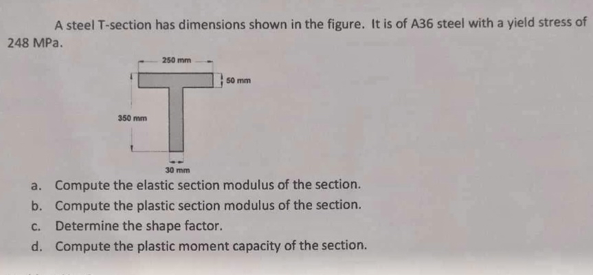 [SOLVED] A steel T - section has dimensions shown in the figure. | SolutionInn