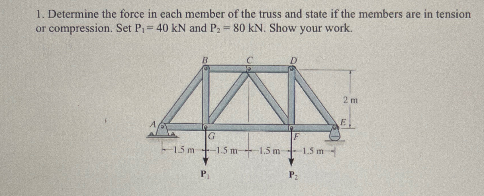 [SOLVED] Determine the force in each member of the truss and state | SolutionInn