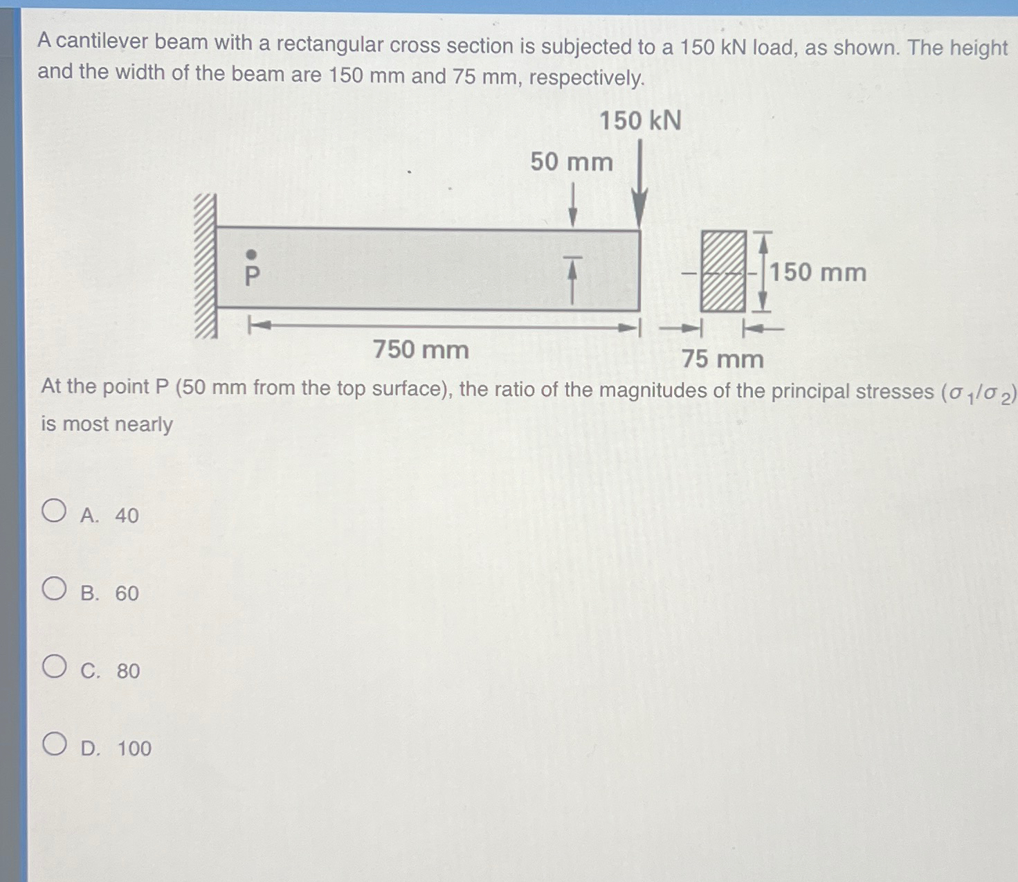 [SOLVED] A cantilever beam with a rectangular cross section is subjected to | SolutionInn