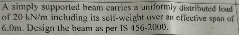 [SOLVED] A simply supported beam carries a uniformly distributed load ...