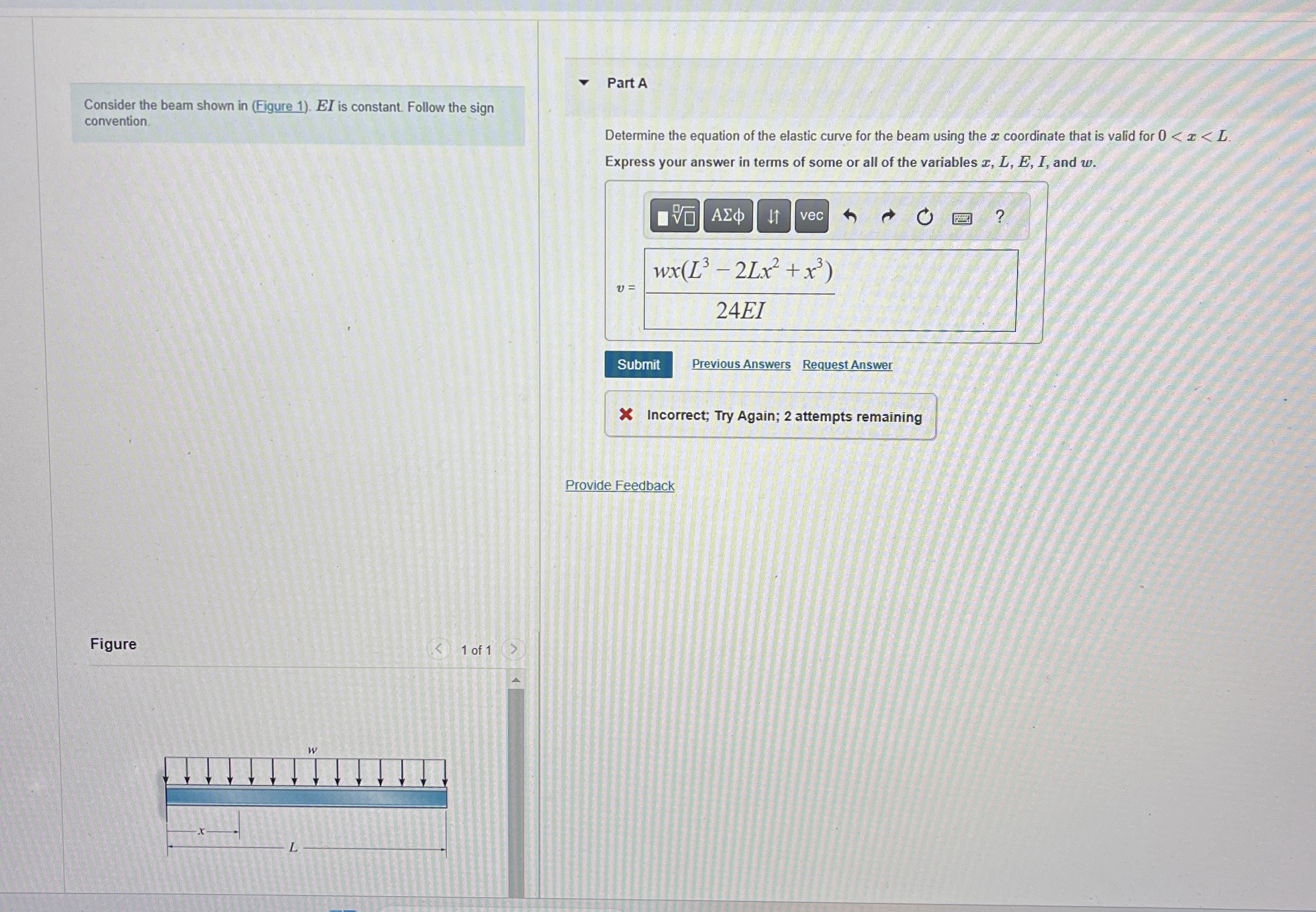 [SOLVED] Consider the beam shown in ( Figure 1 ) . EI | SolutionInn