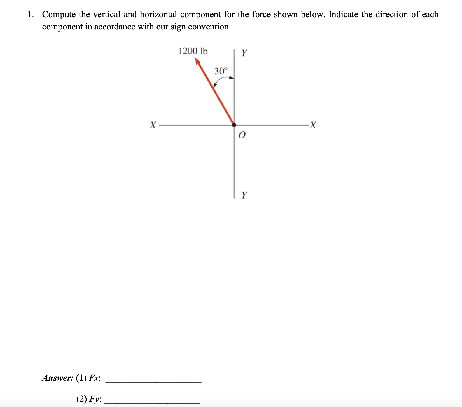 [SOLVED] Compute the vertical and horizontal component for the force shown below. | SolutionInn