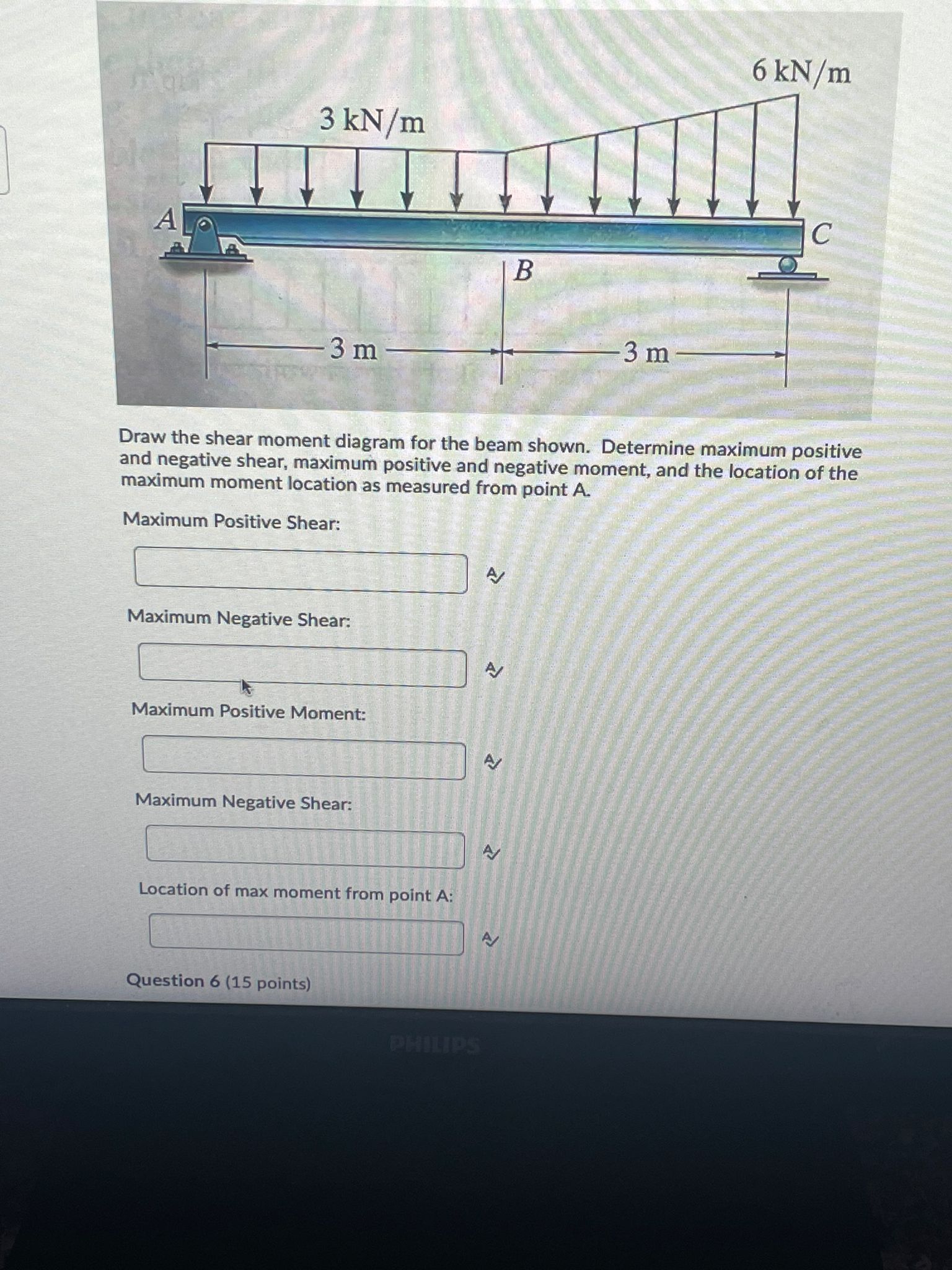 [SOLVED] Draw the shear moment diagram for the beam shown. Determine maximum | SolutionInn