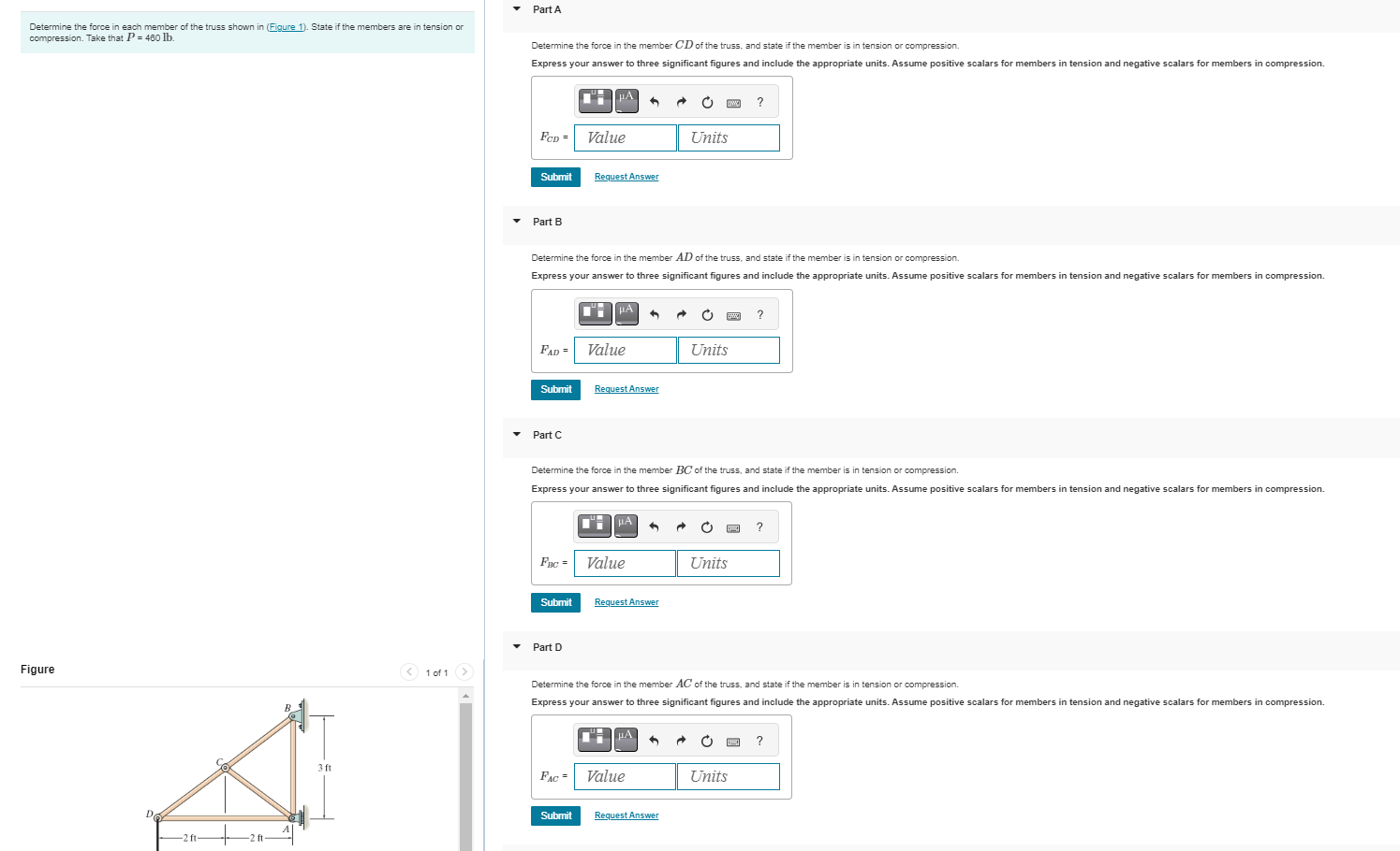[SOLVED] Determine the force in each member of the truss shown in | SolutionInn