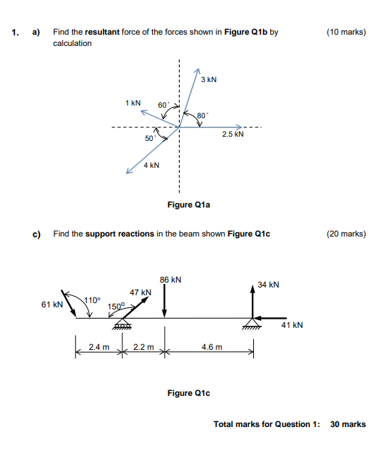 [SOLVED] a ) Find the resultant force of the forces shown in | SolutionInn