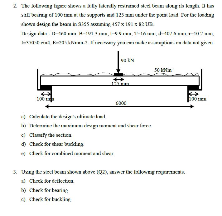 [SOLVED] The following figure shows a fully laterally restrained steel beam along | SolutionInn