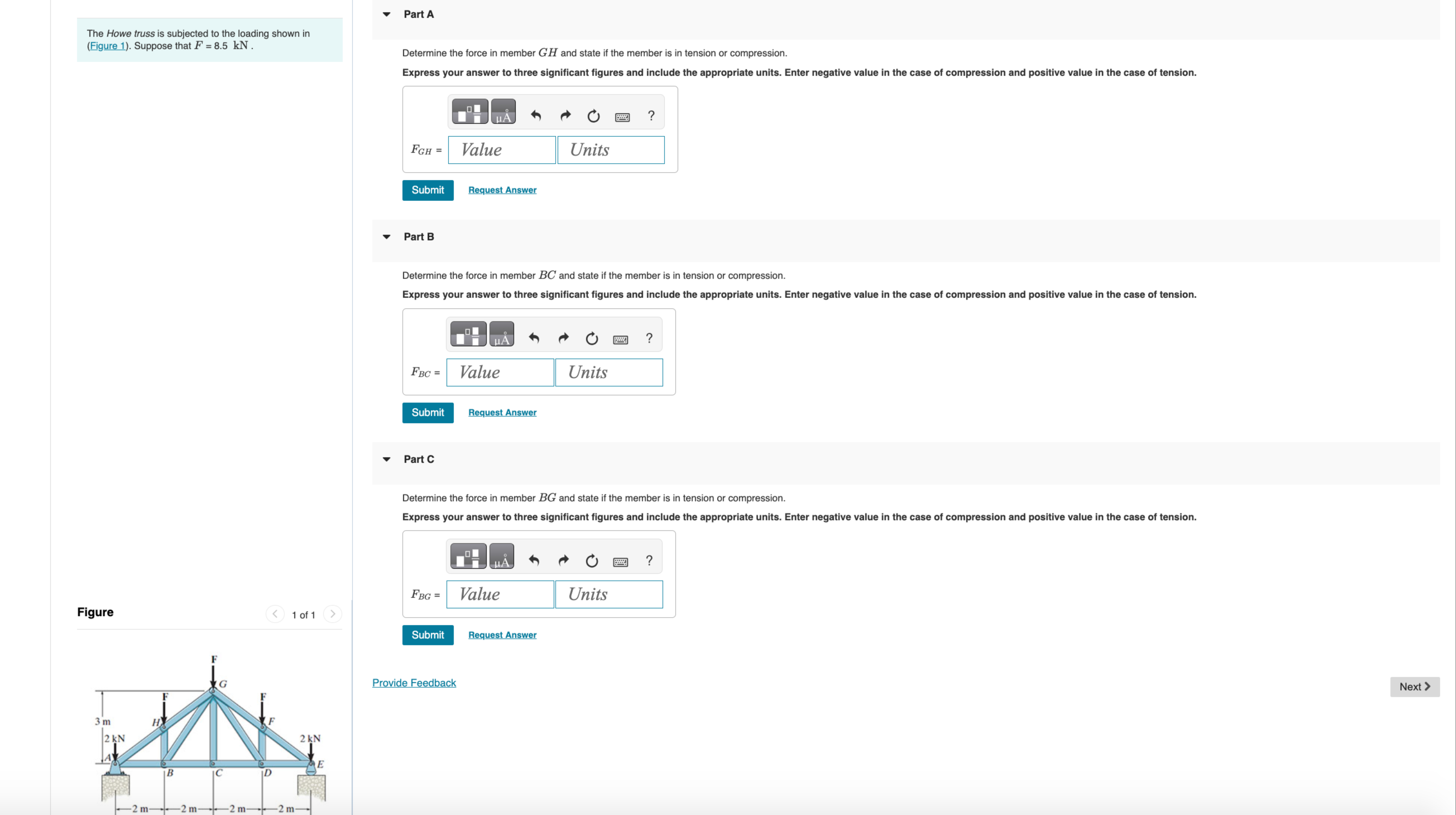 [SOLVED] The Howe truss is subjected to the loading shown in ( | SolutionInn