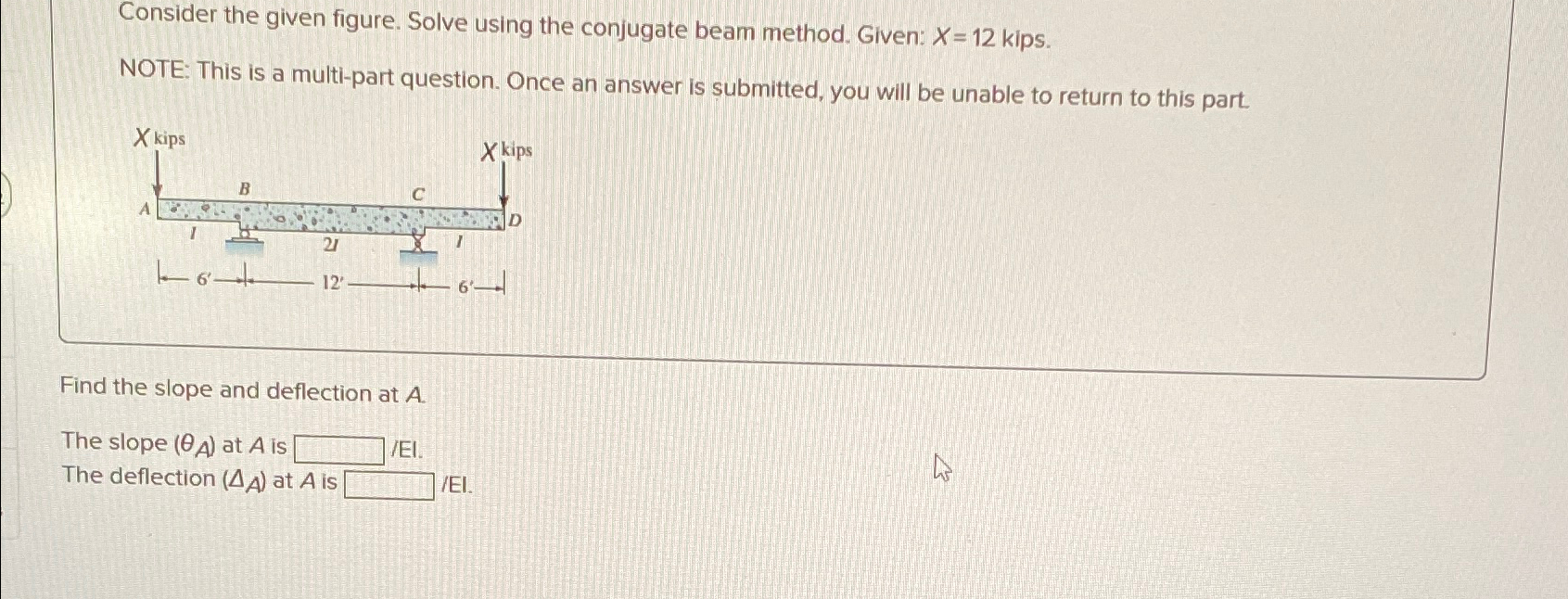 [Solved] Consider the given figure. Solve using the conjugate beam method. Given: | SolutionInn