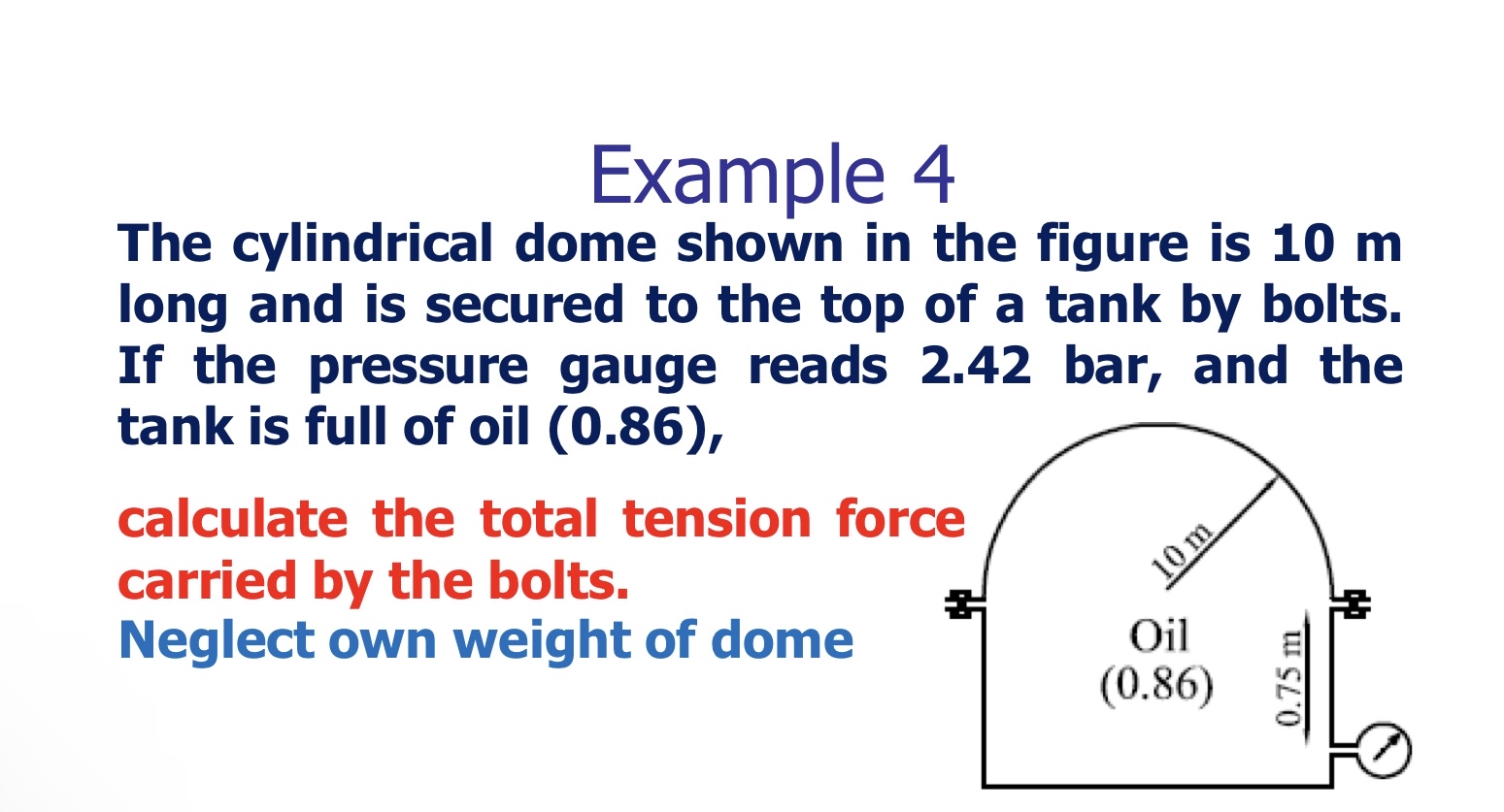 [SOLVED] Example 4 The cylindrical dome shown in the figure is 1 ...