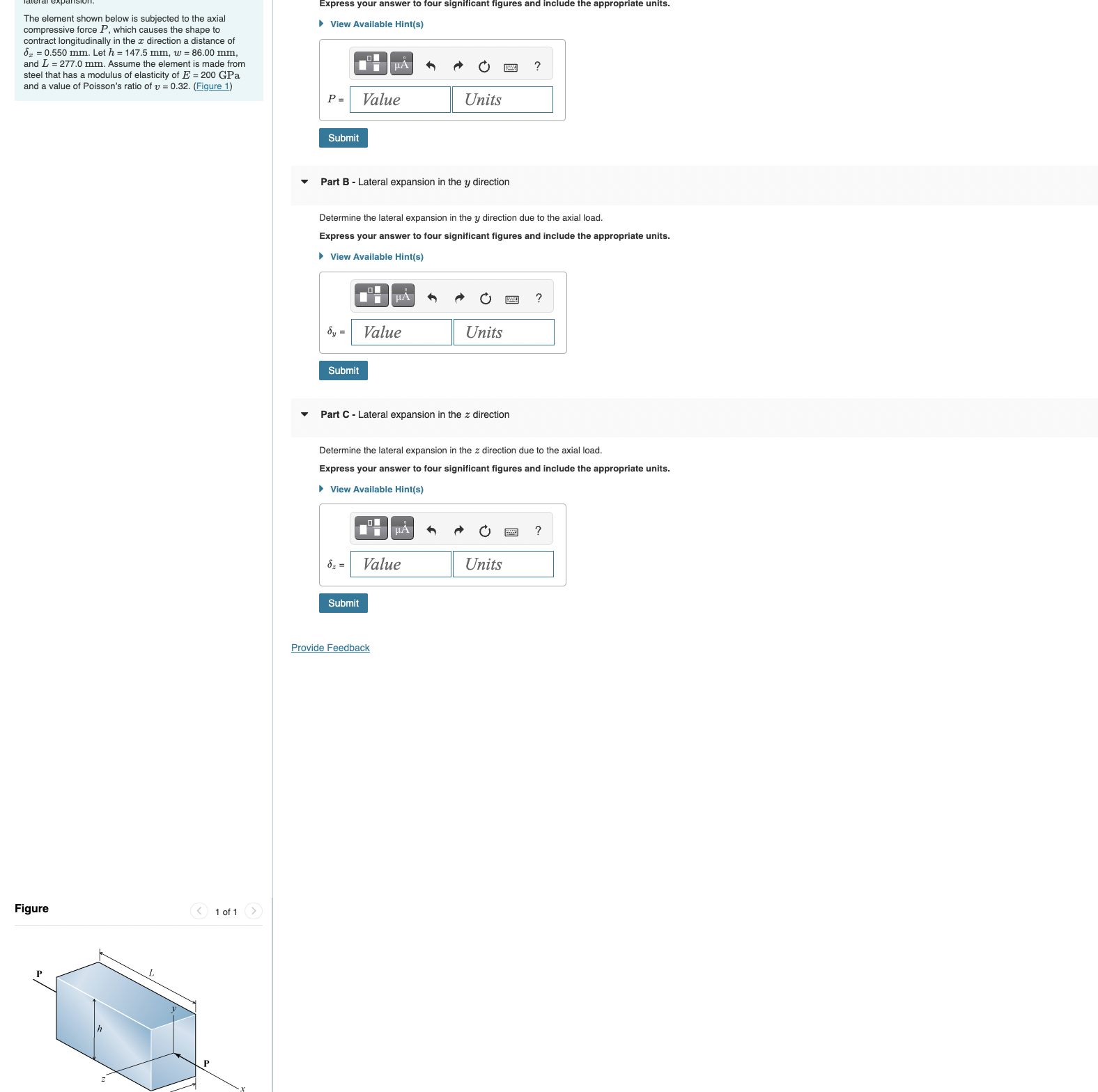 [Solved] The element shown below is subjected to the axial compressive force | SolutionInn