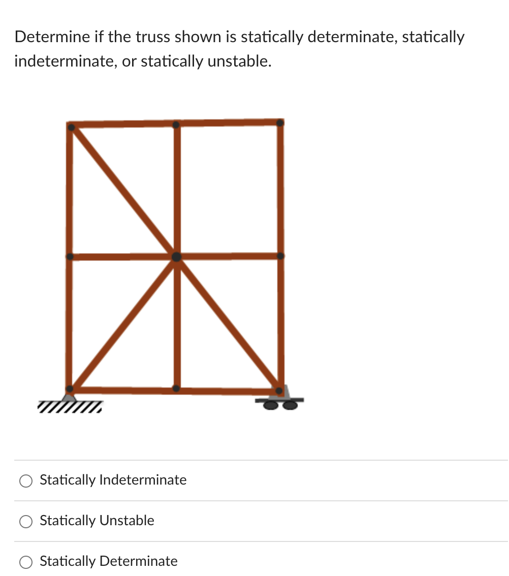 [solved] Determine If The Truss Shown Is Statically Determinate Statically Indeterminate Or