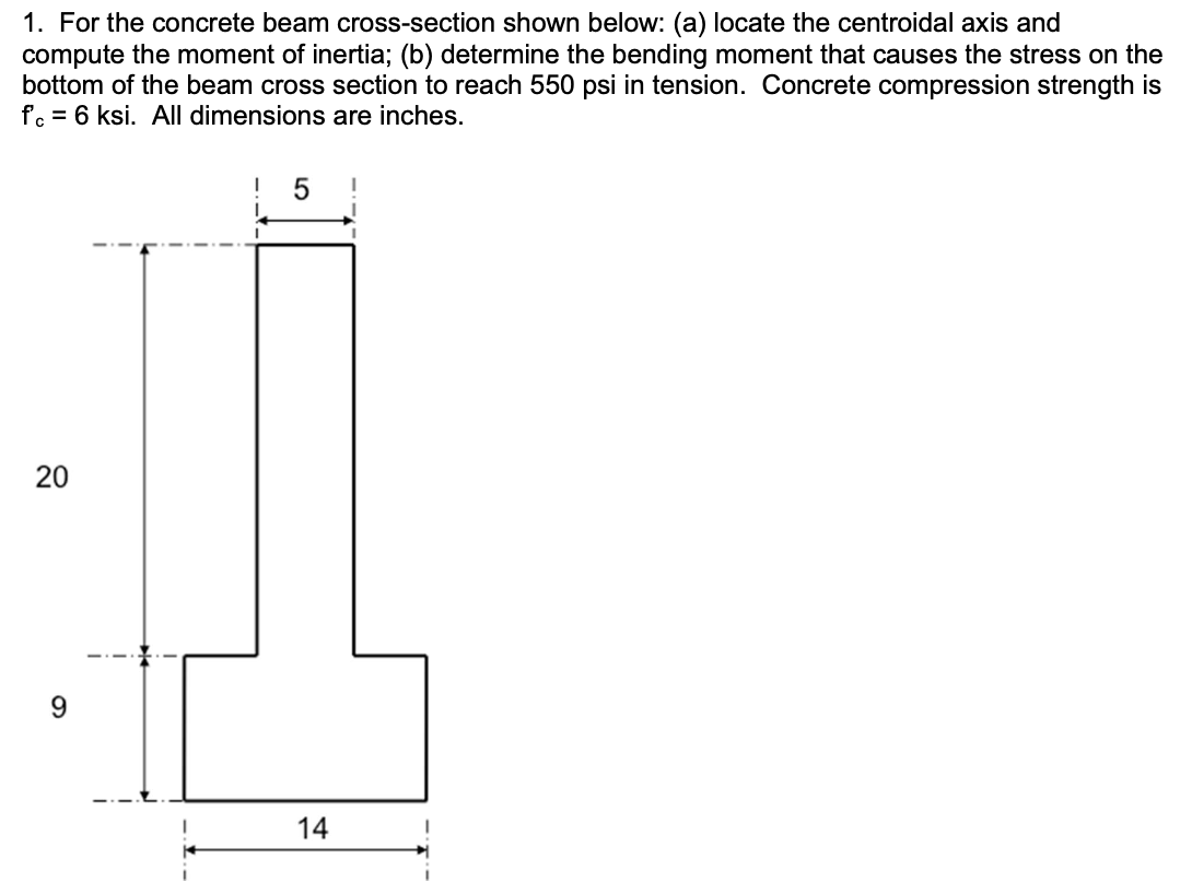 [SOLVED] For the concrete beam cross - section shown below: ( a | SolutionInn