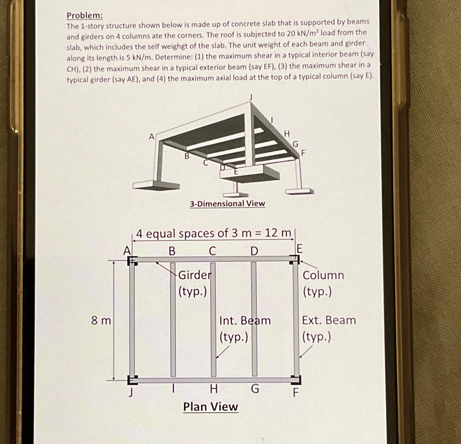 [SOLVED] Problem: The 1 - story structure shown below is made up | SolutionInn
