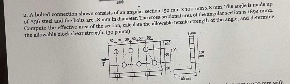 [SOLVED] A bolted connection shown consists of an angular section 1 5 ...