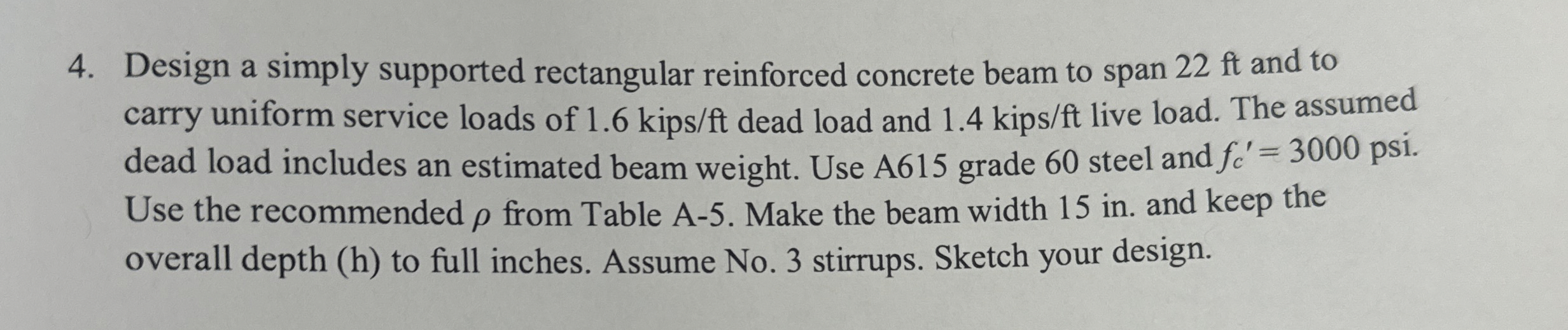 [SOLVED] Design a simply supported rectangular reinforced concrete beam to span 2 | SolutionInn