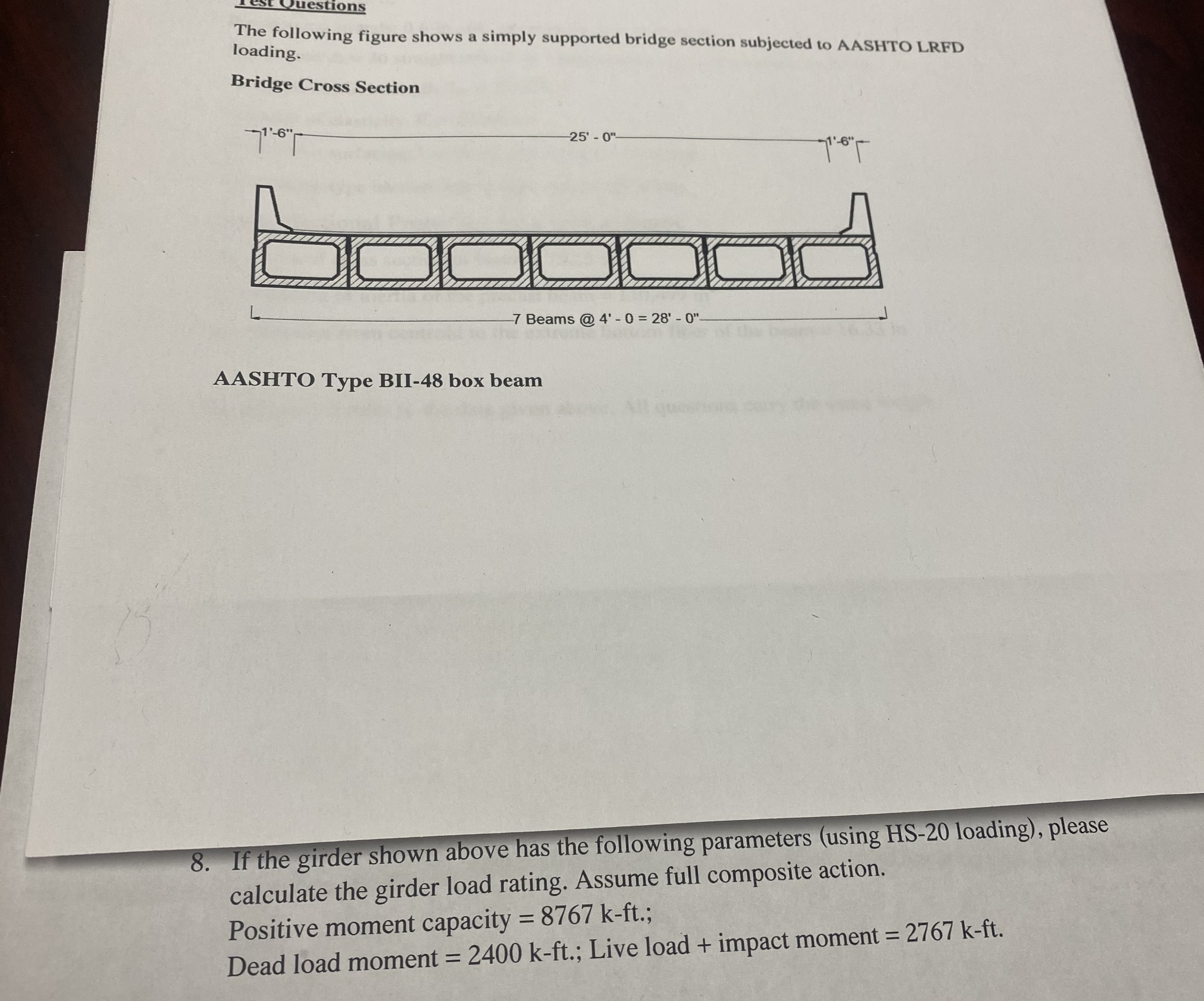 [SOLVED] The following figure shows a simply supported bridge section ...