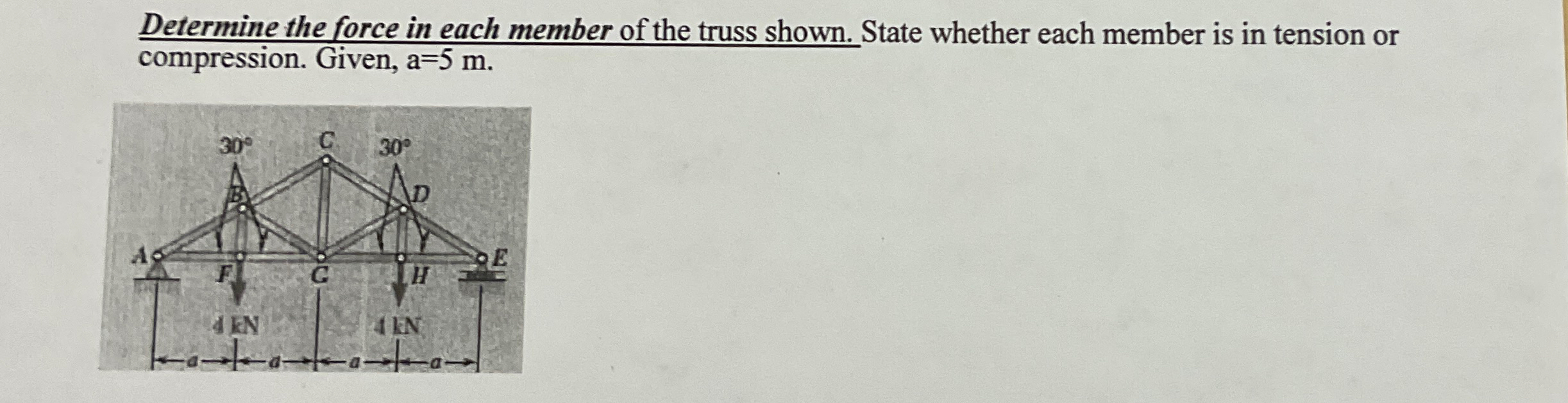[SOLVED] Determine the force in each member of the truss shown. State | SolutionInn