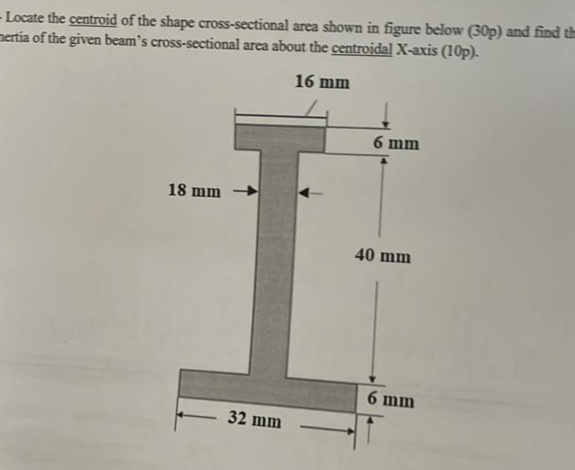 [SOLVED] Locate the centroid of the shape cross - sectional area shown | SolutionInn