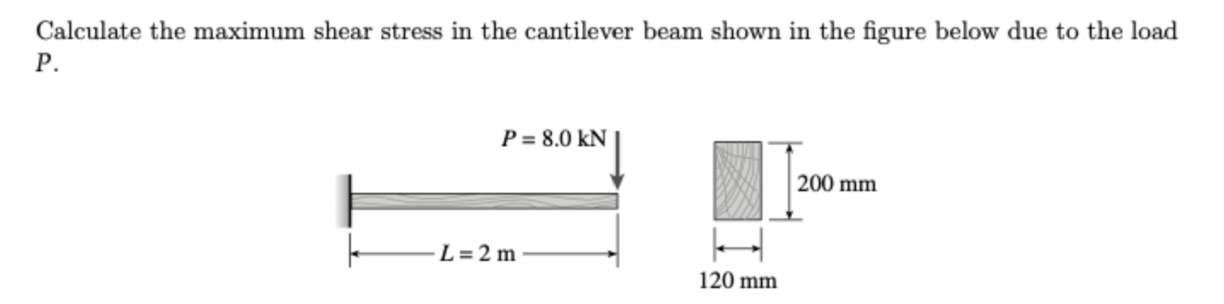 [SOLVED] Calculate the maximum shear stress in the cantilever beam ...