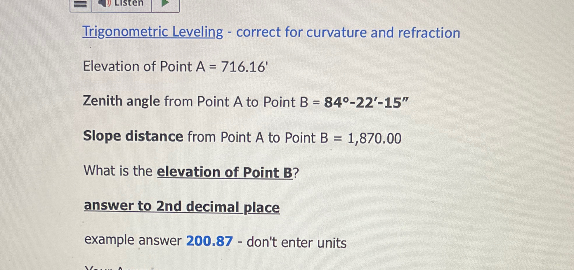 [Solved] Trigonometric Leveling - correct for curvature and refraction ...