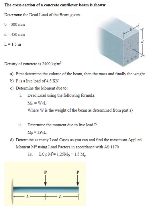 [Solved] The cross - section of a concrete cantilever beam is shown: | SolutionInn