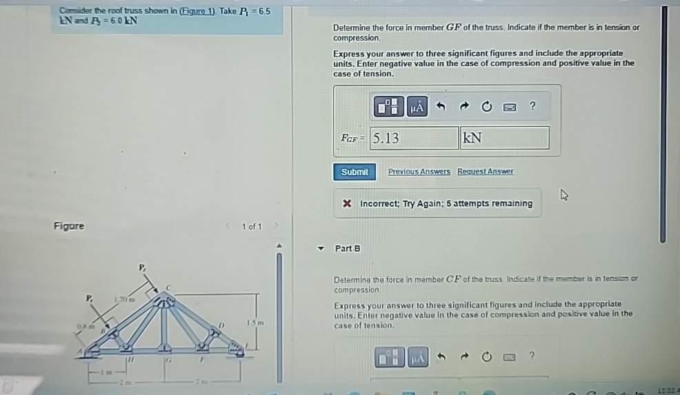 [SOLVED] Consider the roof truss shown in ( Figure 1 ) . | SolutionInn