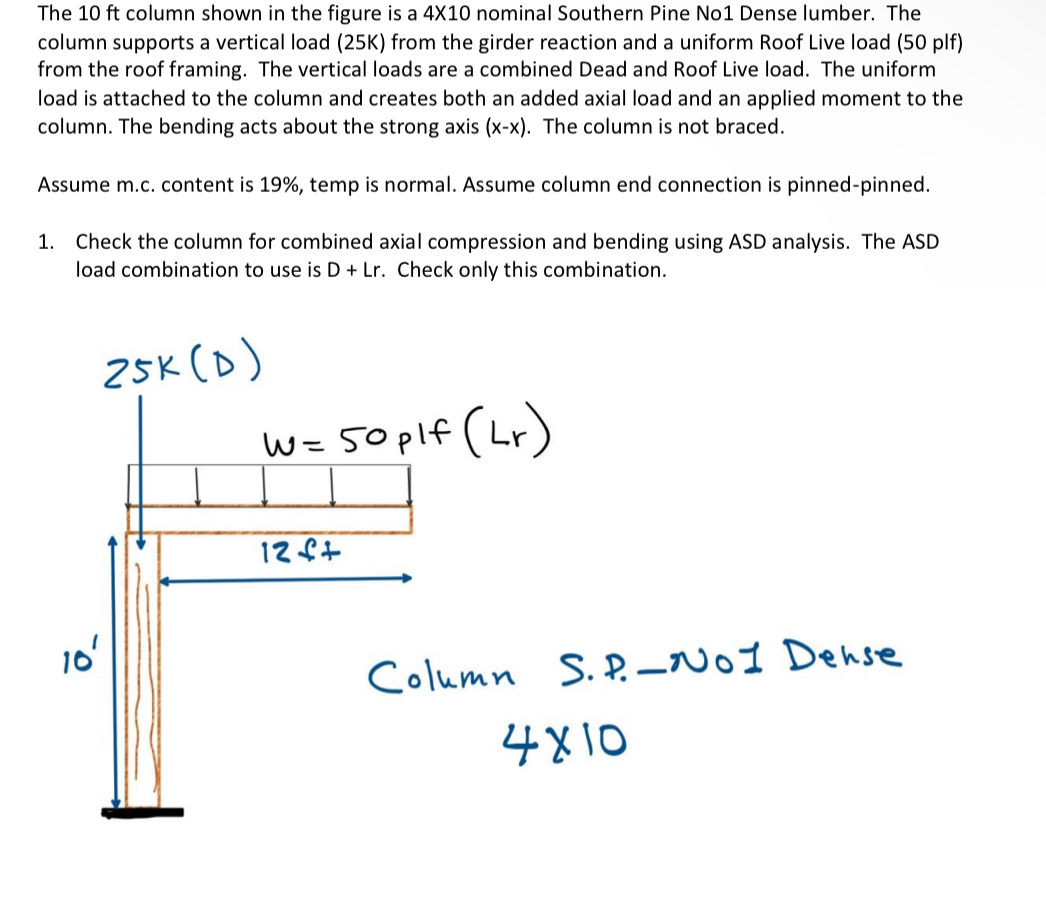 [SOLVED] Check the column for combined axial compression and bending using ASD | SolutionInn