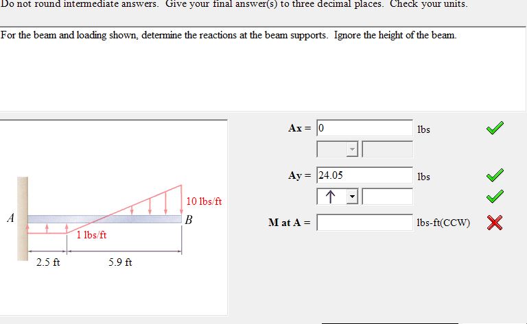 [SOLVED] For the beam and loading shown, determine the reactions at the | SolutionInn