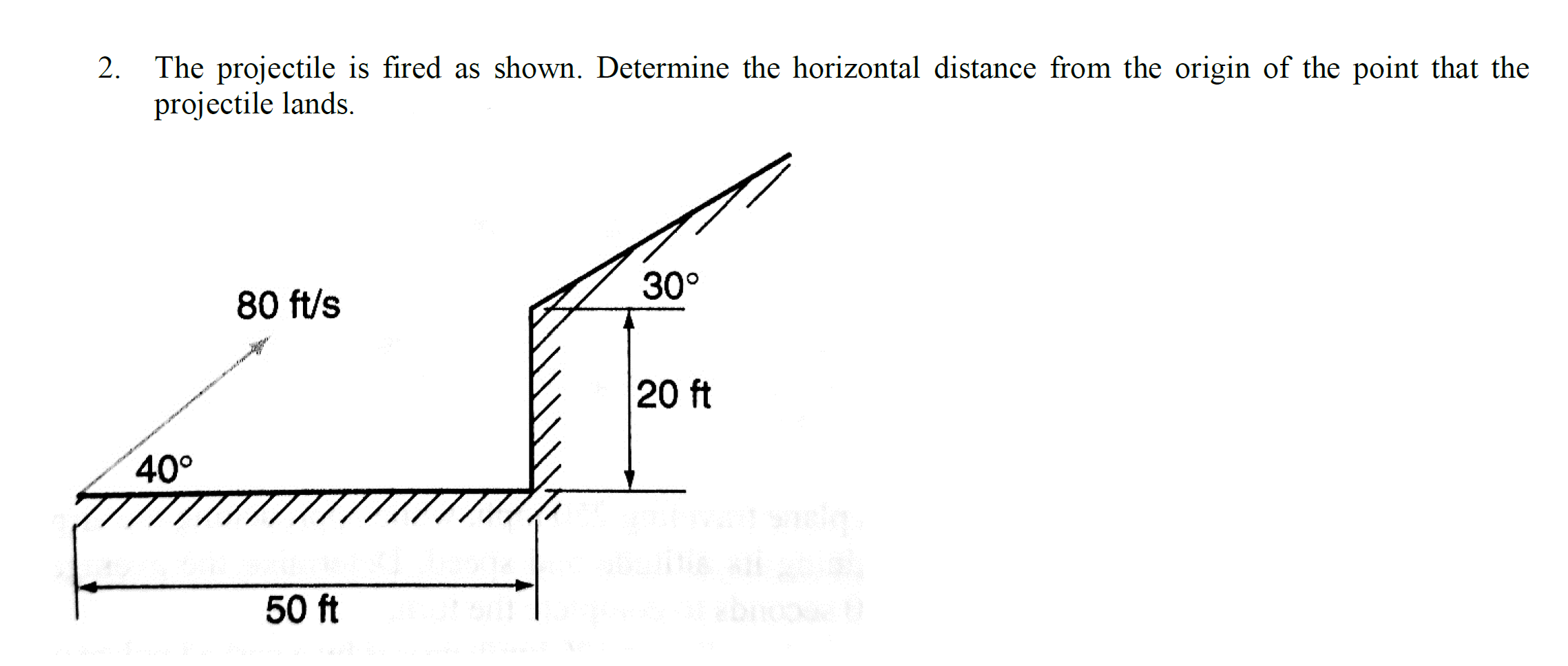 [SOLVED] The projectile is fired as shown. Determine the horizontal distance from | SolutionInn