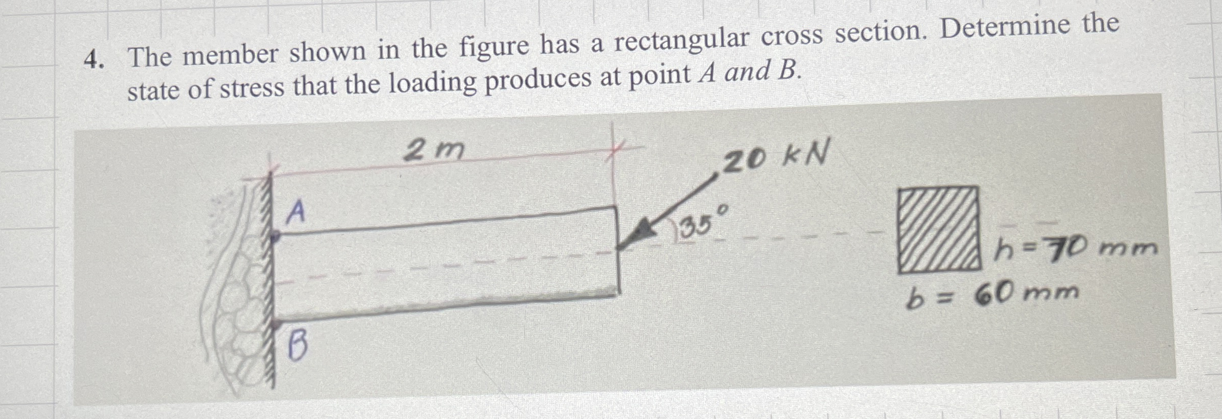 [SOLVED] The member shown in the figure has a rectangular cross section. | SolutionInn
