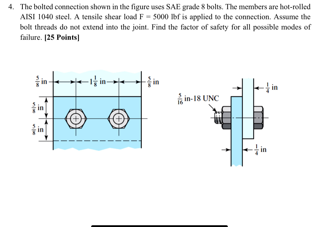 [SOLVED] The bolted connection shown in the figure uses SAE grade 8 ...