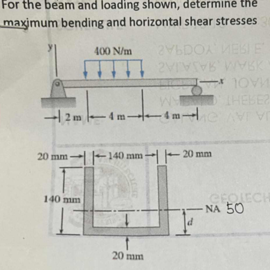 [SOLVED] For the beam and loading shown, determine the maxjmum bending and | SolutionInn