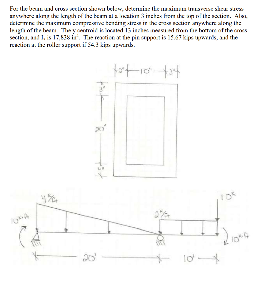 [SOLVED] For the beam and cross section shown below, determine the maximum | SolutionInn