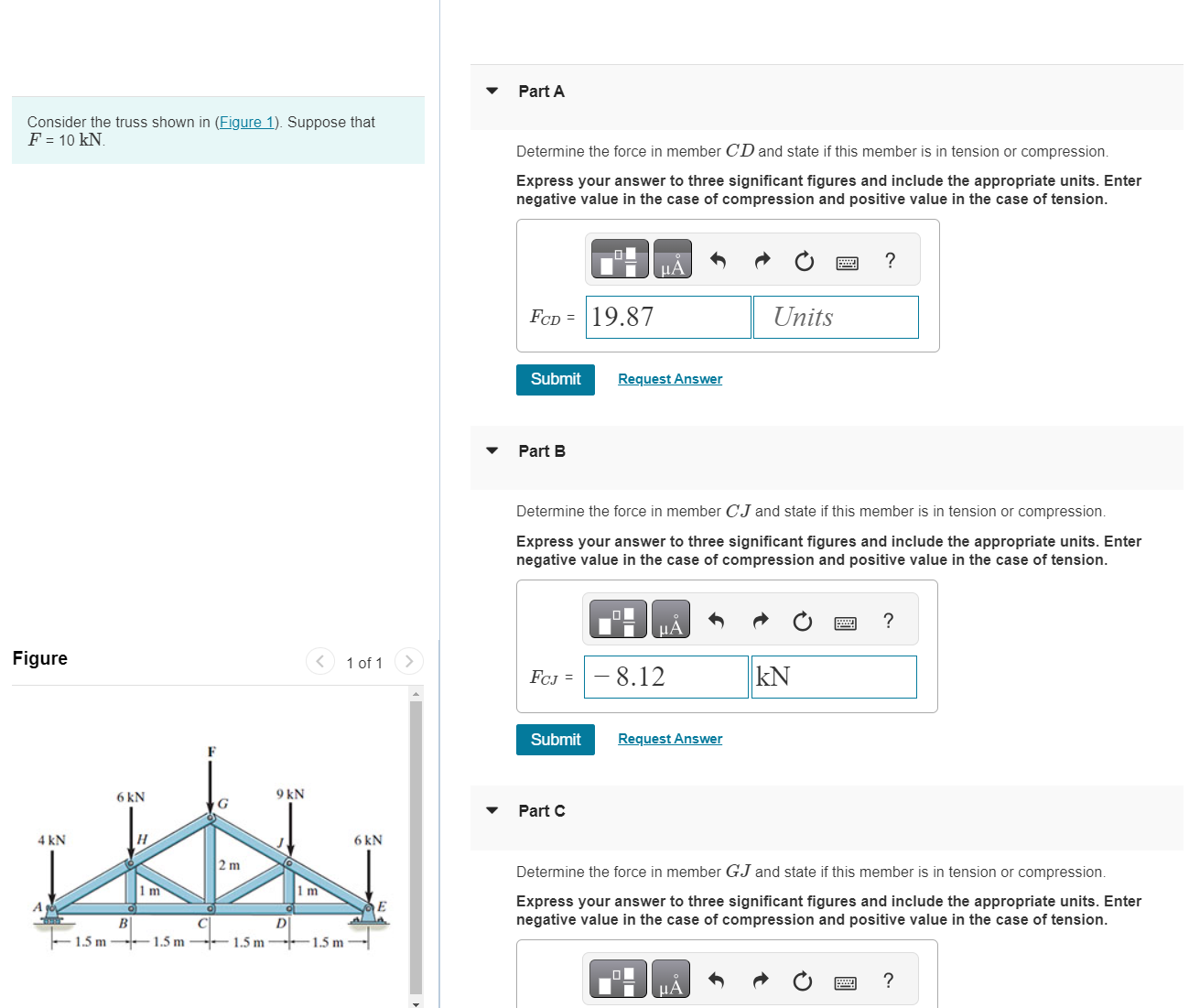 [SOLVED] Consider the truss shown in ( Figure 1 ) . Suppose | SolutionInn