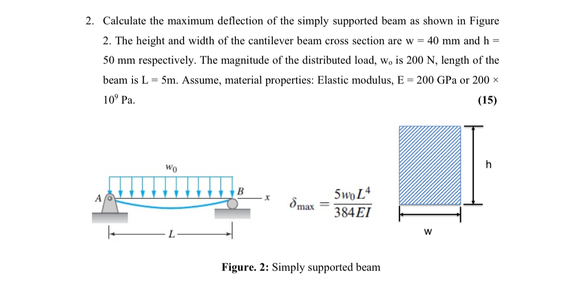 [SOLVED] Calculate the maximum deflection of the simply supported beam as shown | SolutionInn