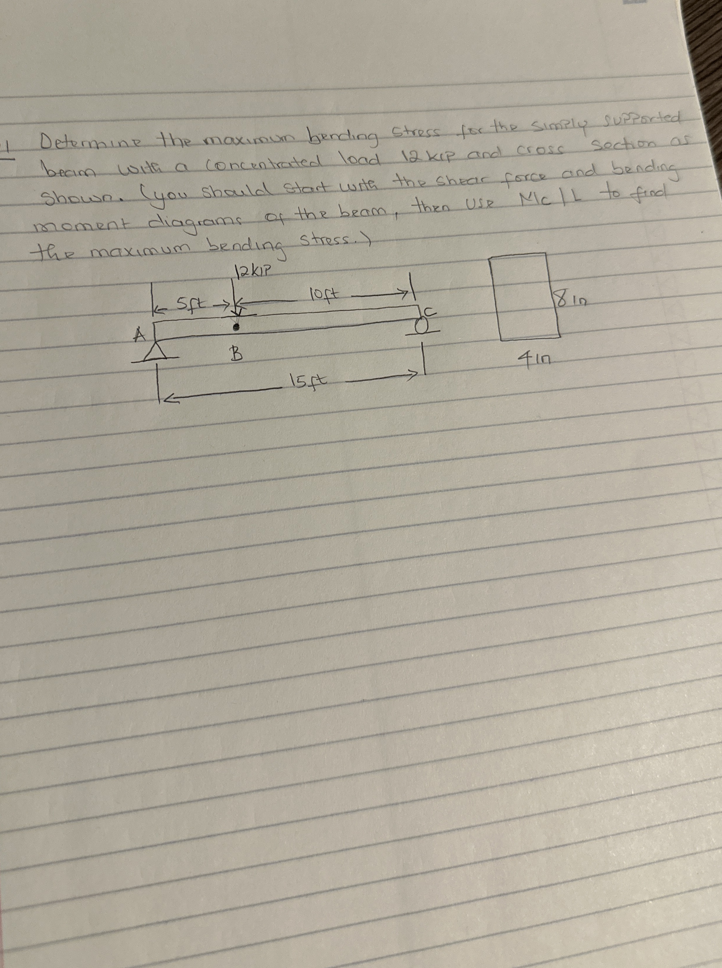 [SOLVED] Determine the maximum bending stress for the simply supported beam with | SolutionInn