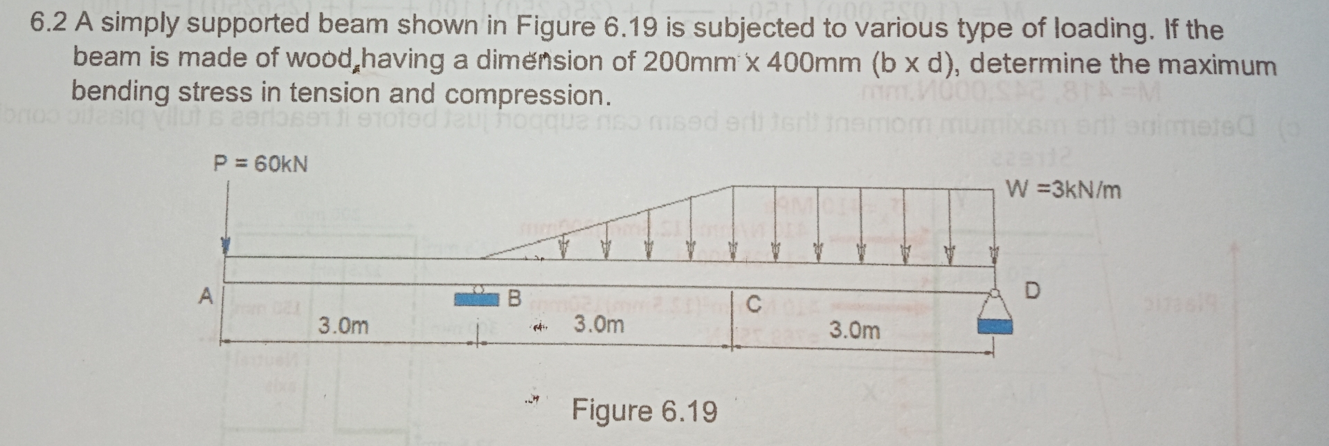 [SOLVED] 6 . 2 A simply supported beam shown in Figure 6 | SolutionInn